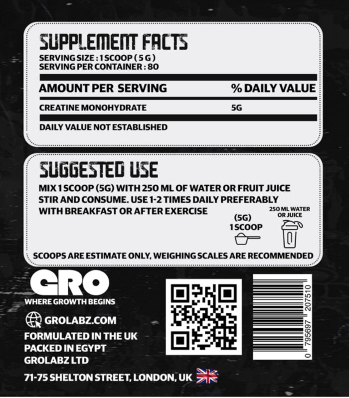 GRO Creatine Monohydrate | NBS Supplements